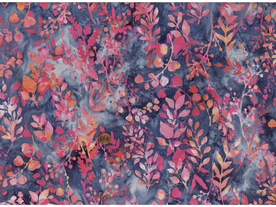 Baumwollstoff Bali Blätter pink grau | Kreativ24